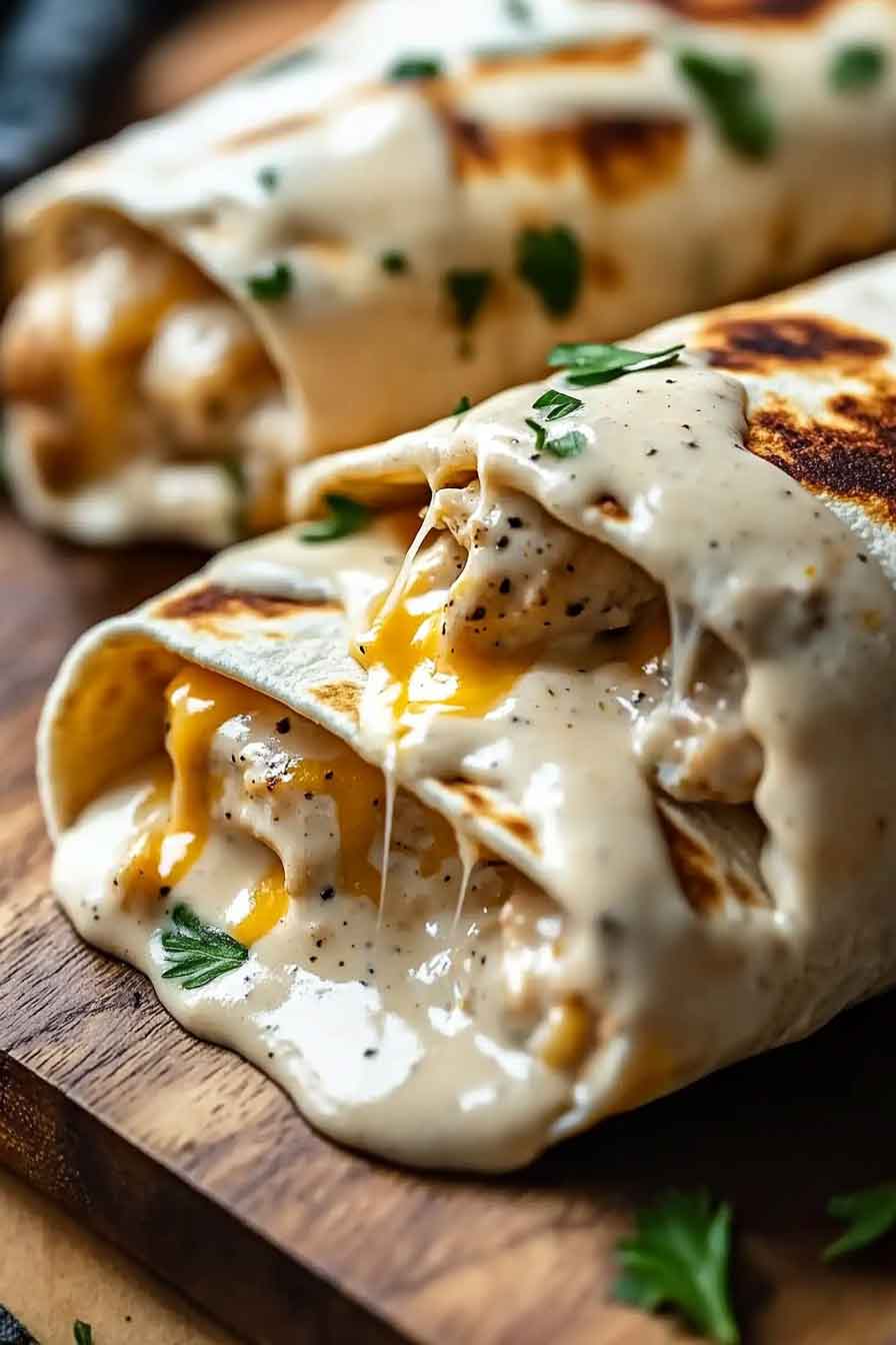 Cheesy Garlic Chicken Wraps - My Recipe World