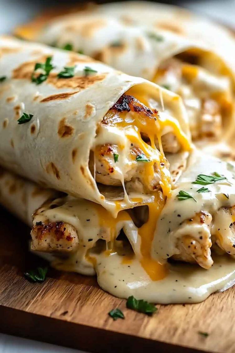 Cheesy Garlic Chicken Wraps - My Recipe World