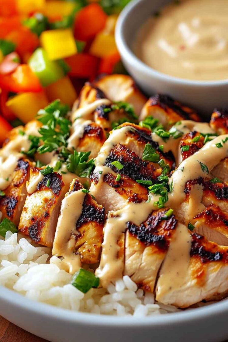 Chicken Rice Bowls With Creamy Garlic Sauce - My Recipe World
