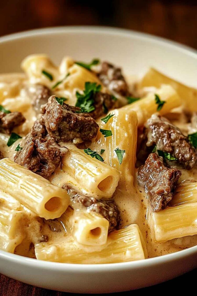 Creamy Cheesy Garlic Butter Rigatoni With Savory Beef - My Recipe World