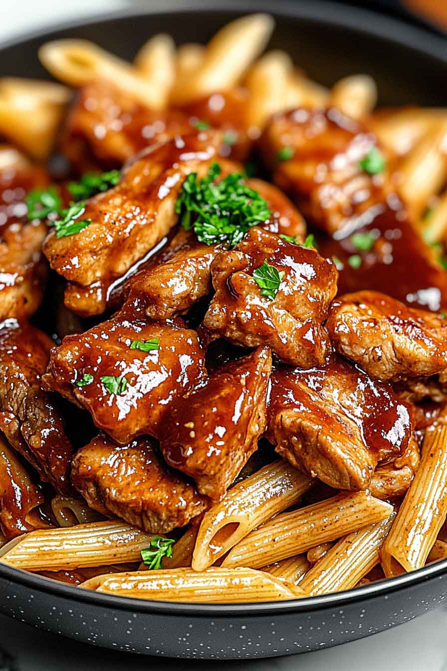 One Pan Bold Honey Bbq Chicken Steak Pasta - My Recipe World