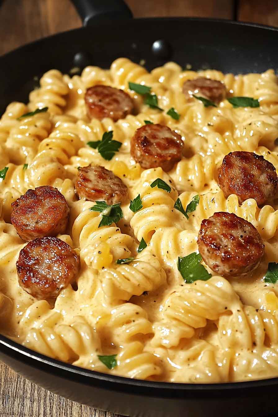 One Pan White Cheddar Ranch Sausage Magic Pasta - My Recipe World