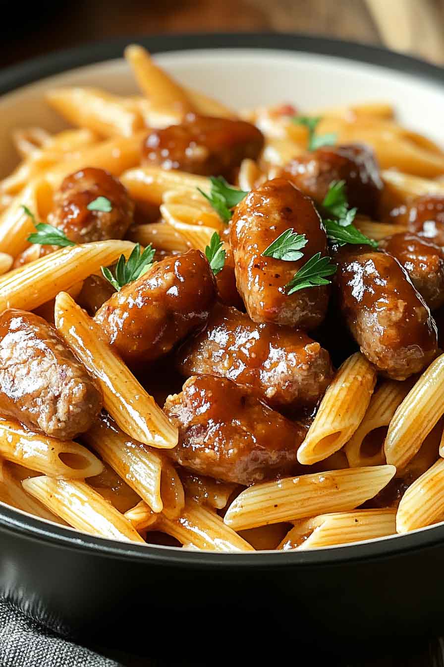 One Pot Maple Honey Bbq Chicken Sausage Pasta - My Recipe World