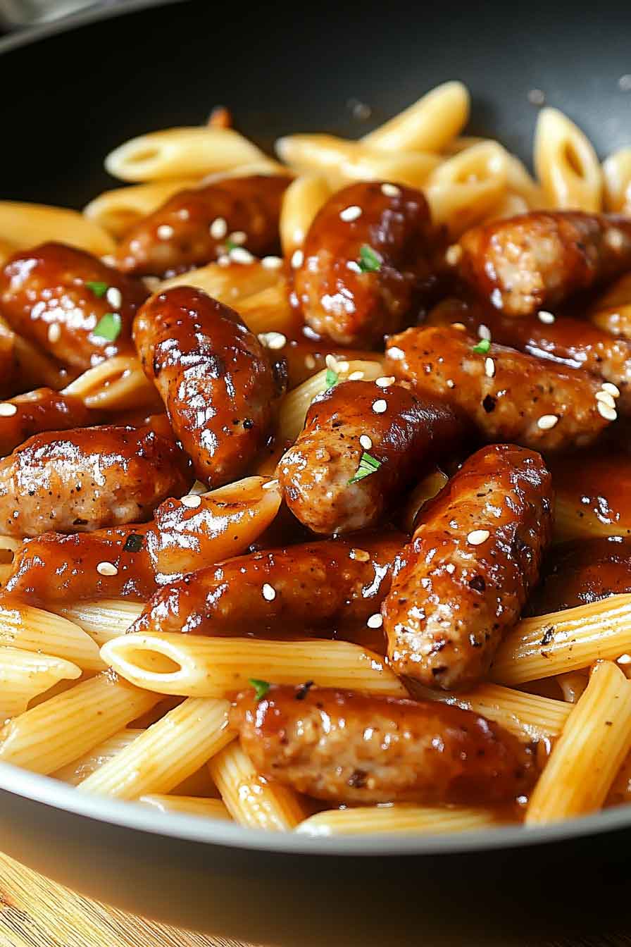 One Pot Maple Honey Bbq Chicken Sausage Pasta - My Recipe World