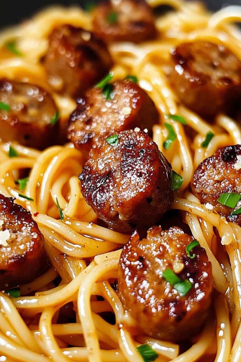 Sticky Honey Garlic Sausage Pasta Skillet - My Recipe World