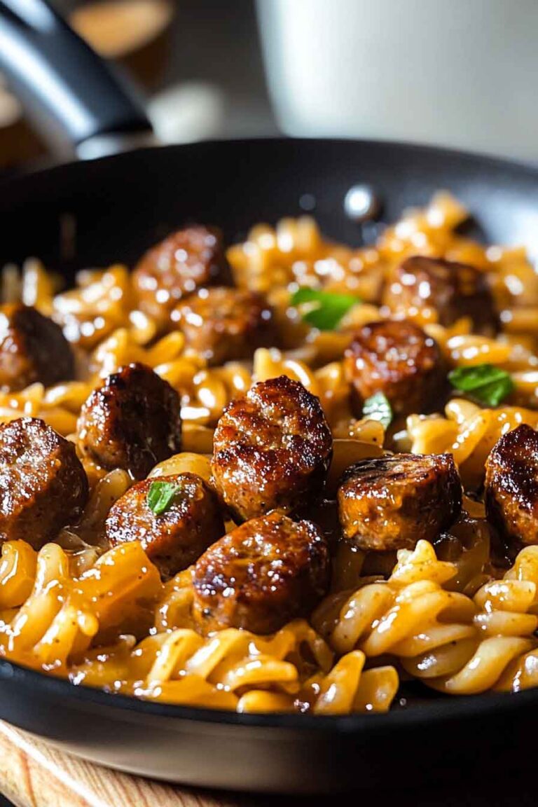 Sticky Honey Mustard Sausage Pasta Skillet - My Recipe World