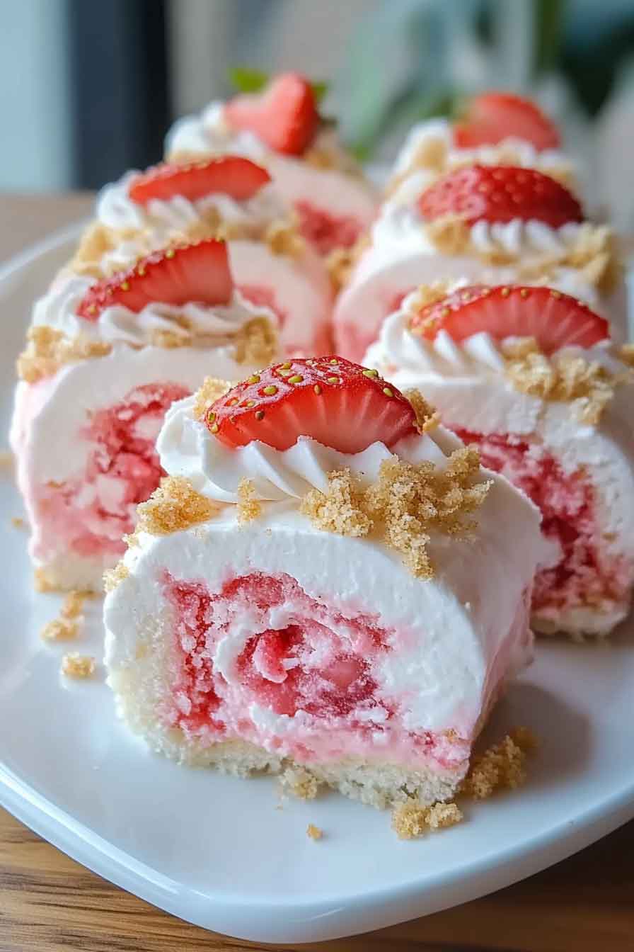 Strawberry Shortcake Cheesecake Rolls - My Recipe World